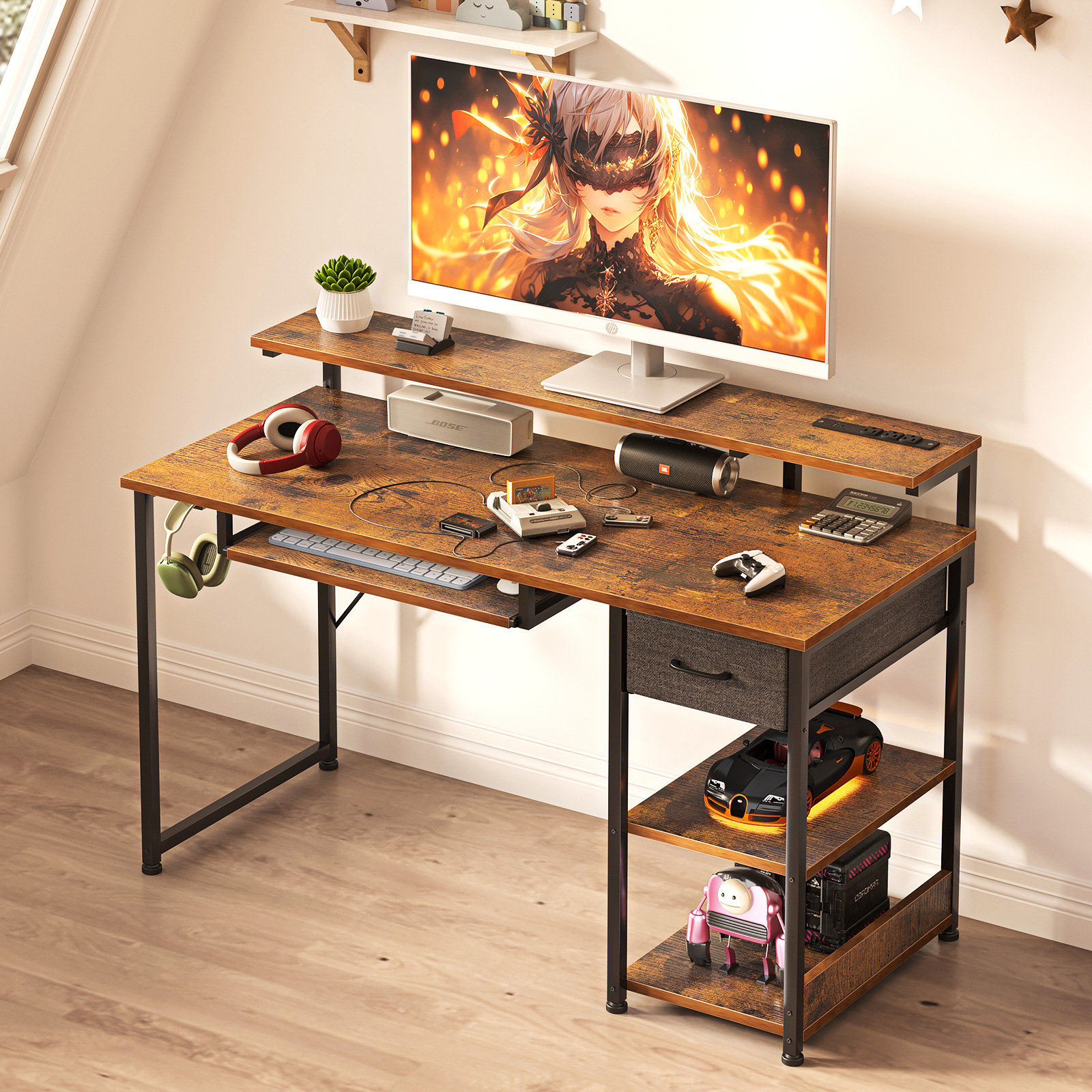 17 Stories Abigaile 48'' W Height Adjustable Rectangle Computer Desk ...