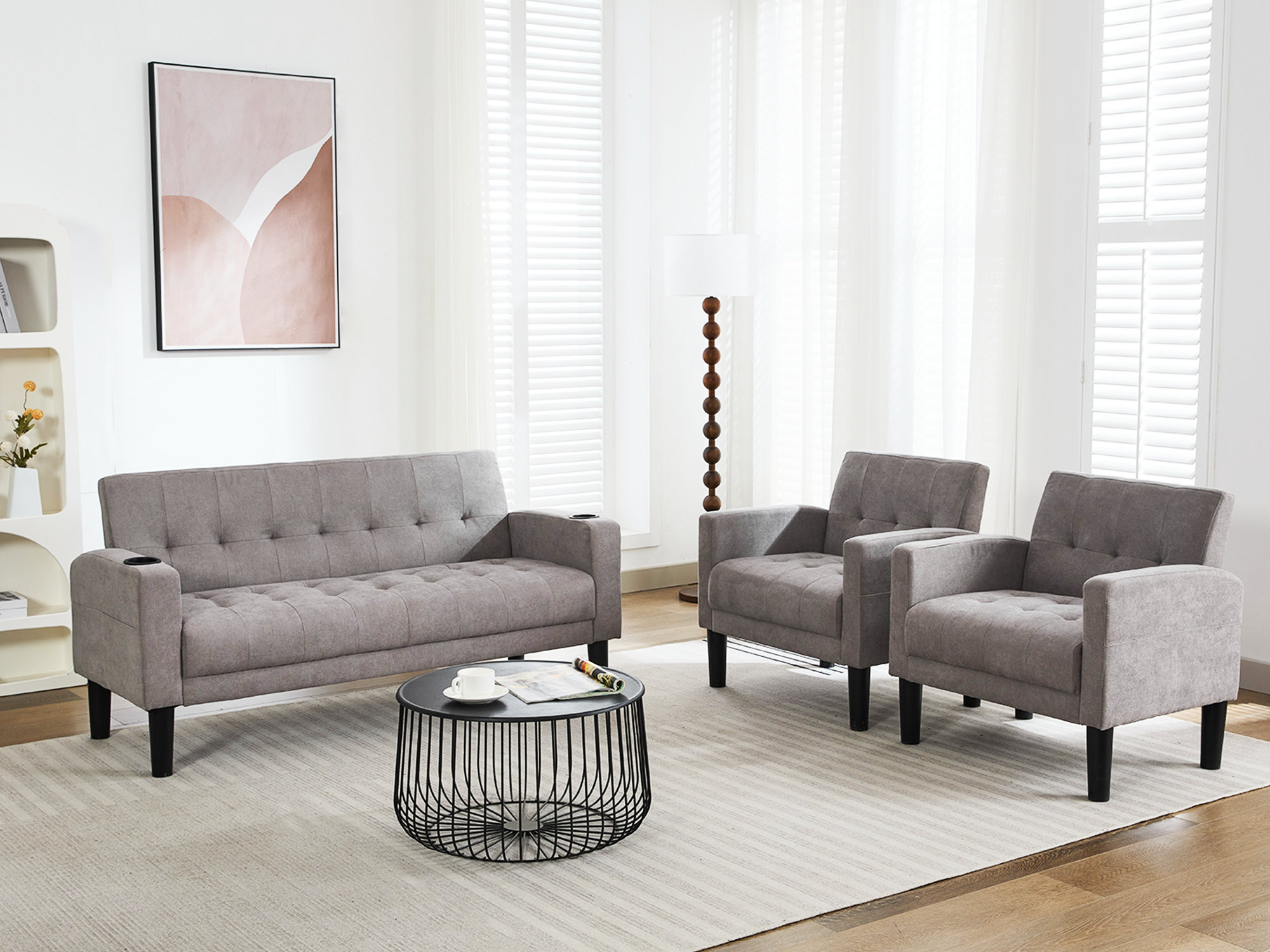 Ebern Designs 3- Piece Living Room Set & Reviews | Wayfair