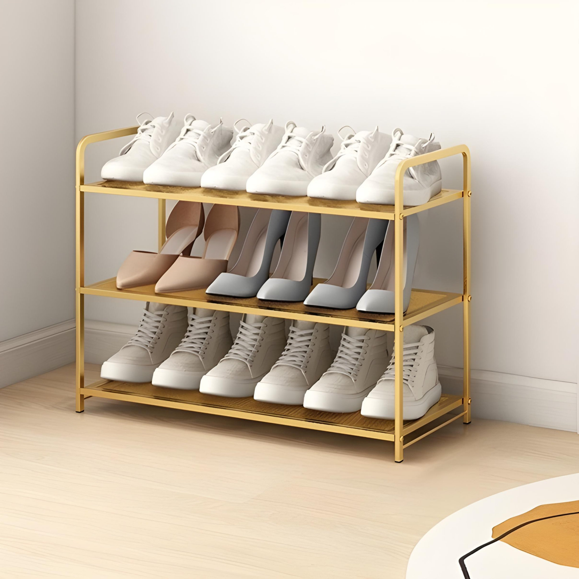 Everly Quinn Home Multi-Layer Wrought Iron Shoe Rack - Sturdy And ...