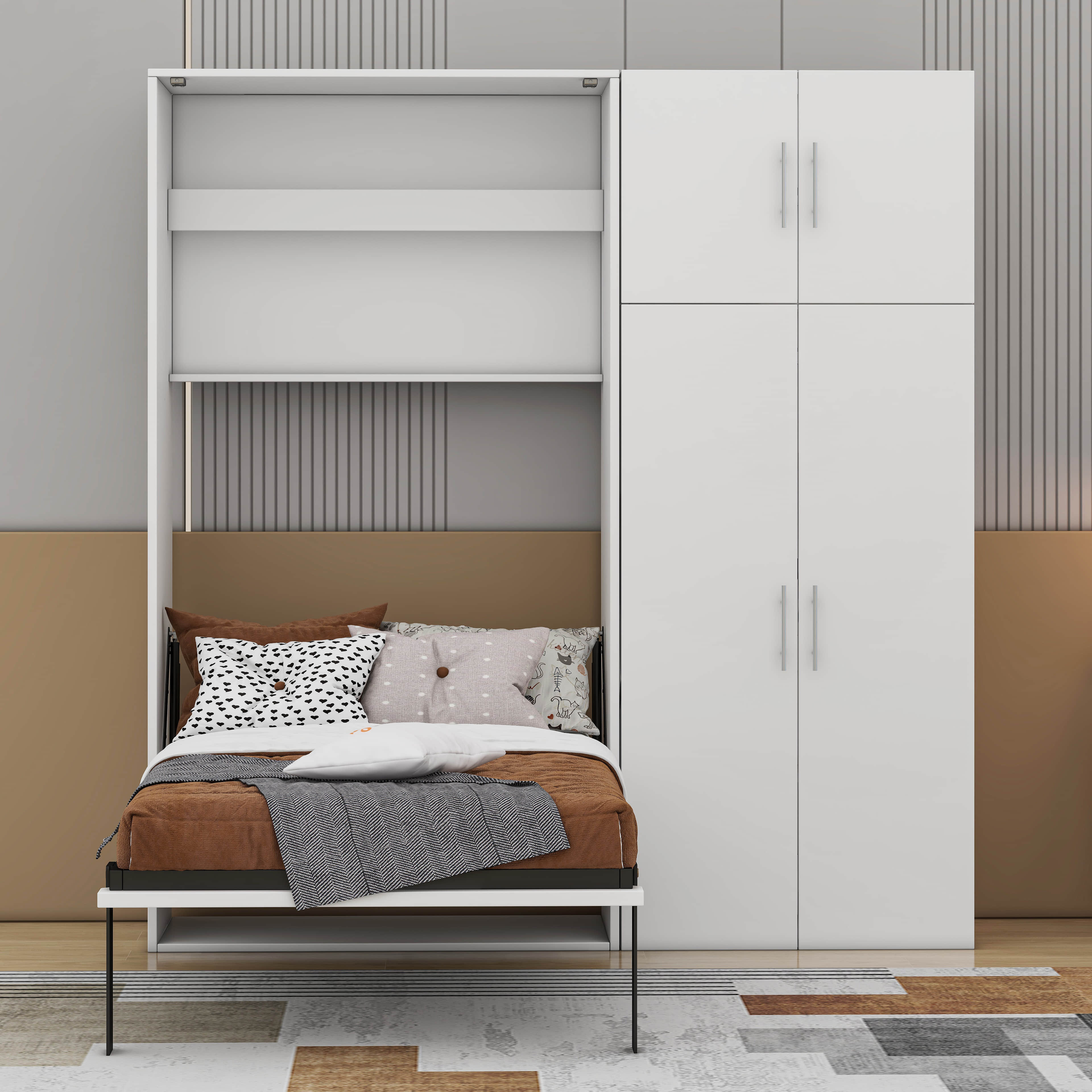 Cosmic Twin Size Murphy Bed With Lockers And Wardrobes | Wayfair