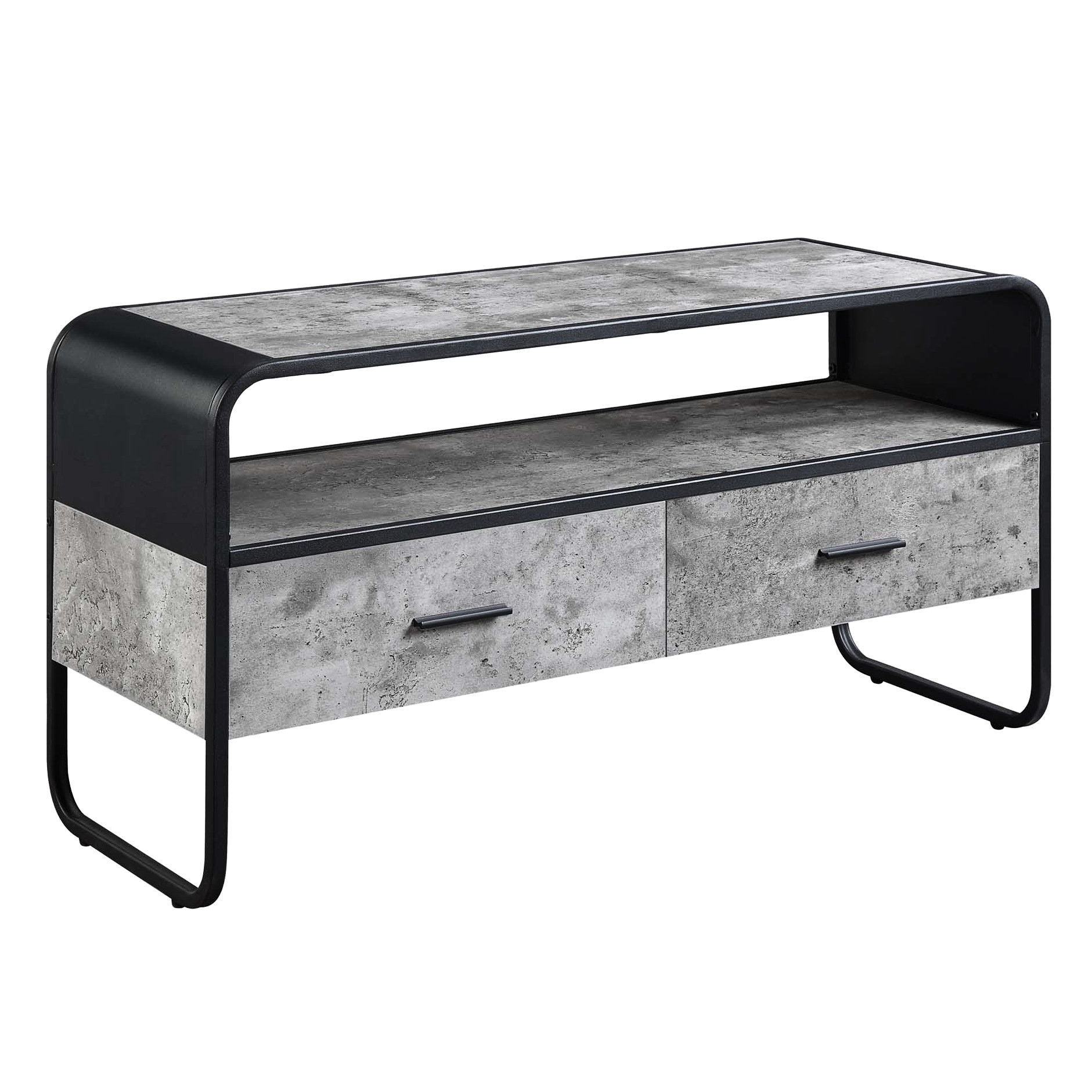 17 Stories 42 - Inch Recommanded Metal Frame Tv Stand, 2 Drawers, Gray ...
