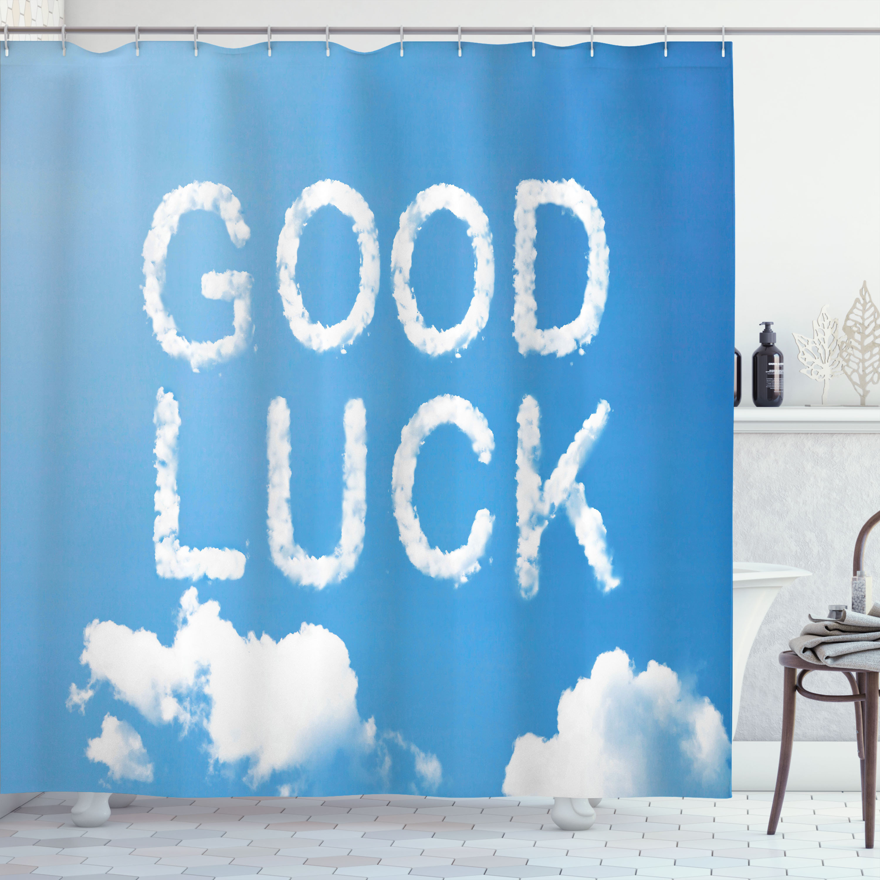 East Urban Home Dakota Fields Party Shower Curtain Message Sky Clouds ...