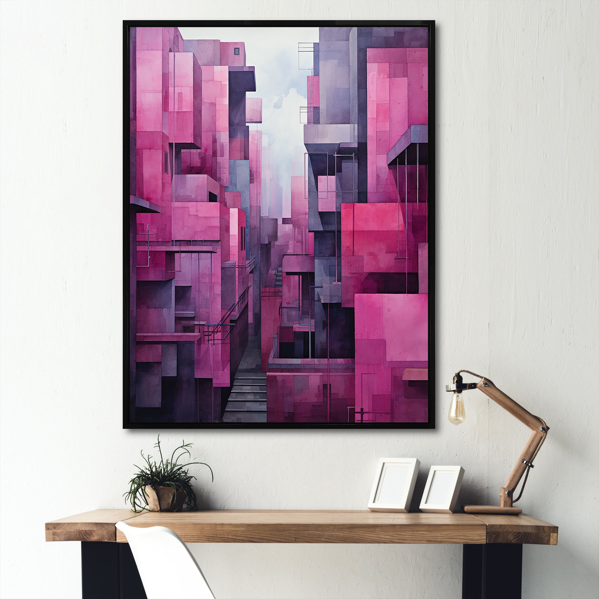 Wrought Studio Fuchsia Facades Skyscraper Horizon I - Skyscrapers Wall ...
