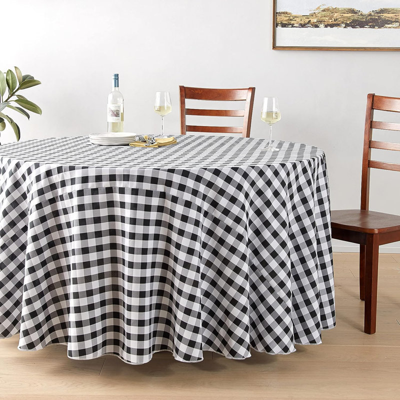 Ebern Designs Joice Round Gingham Polyester Tablecloth & Reviews | Wayfair