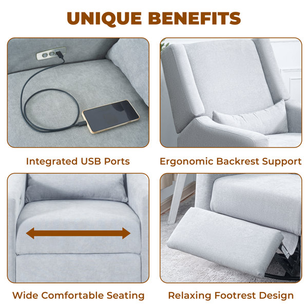 Latitude Run® Cutlor Luxury Power Motion Recliner Swivel Glider ...
