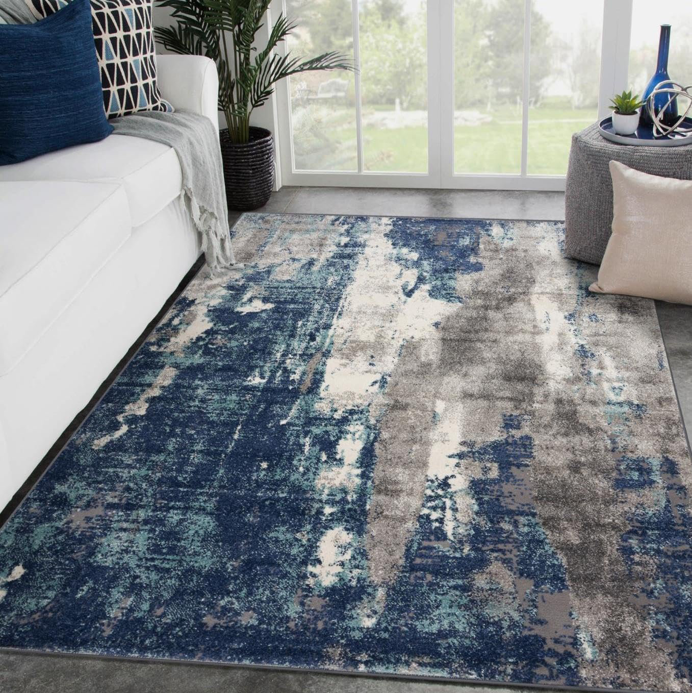 17 Stories Blue 5X7 Modern Abstract Area Rug - Wayfair Canada