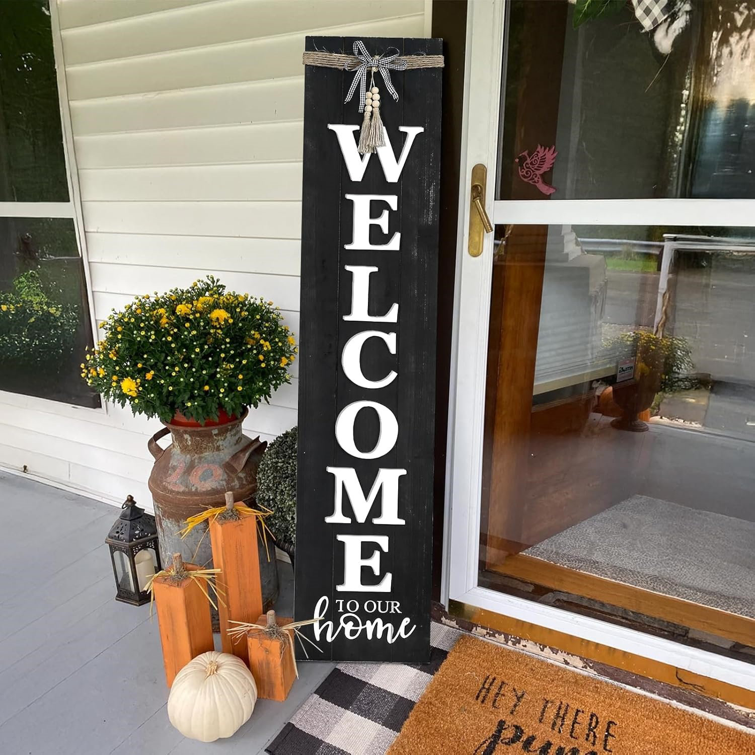 Gracie Oaks Solid Wood Farmhouse Welcome Sign For Front Porch,10 Inch ...