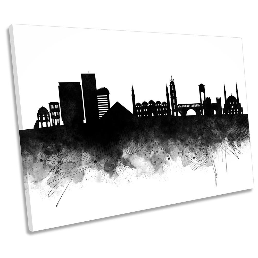 Ebern Designs Bursa Abstract City Skyline - Wrapped Canvas Graphic Art ...