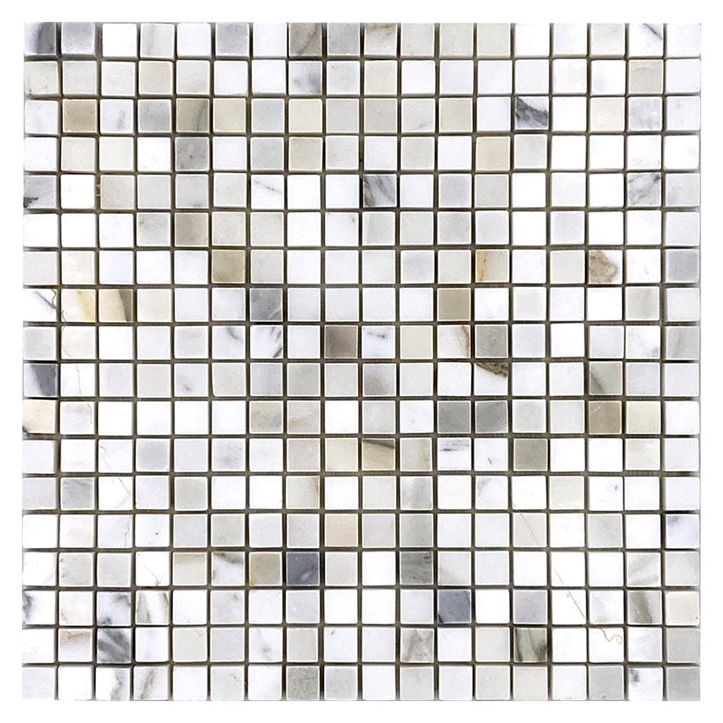 Apollo Tile Marmor 12 In. X 12 In. Matte White Calacatta Square Mosaic ...