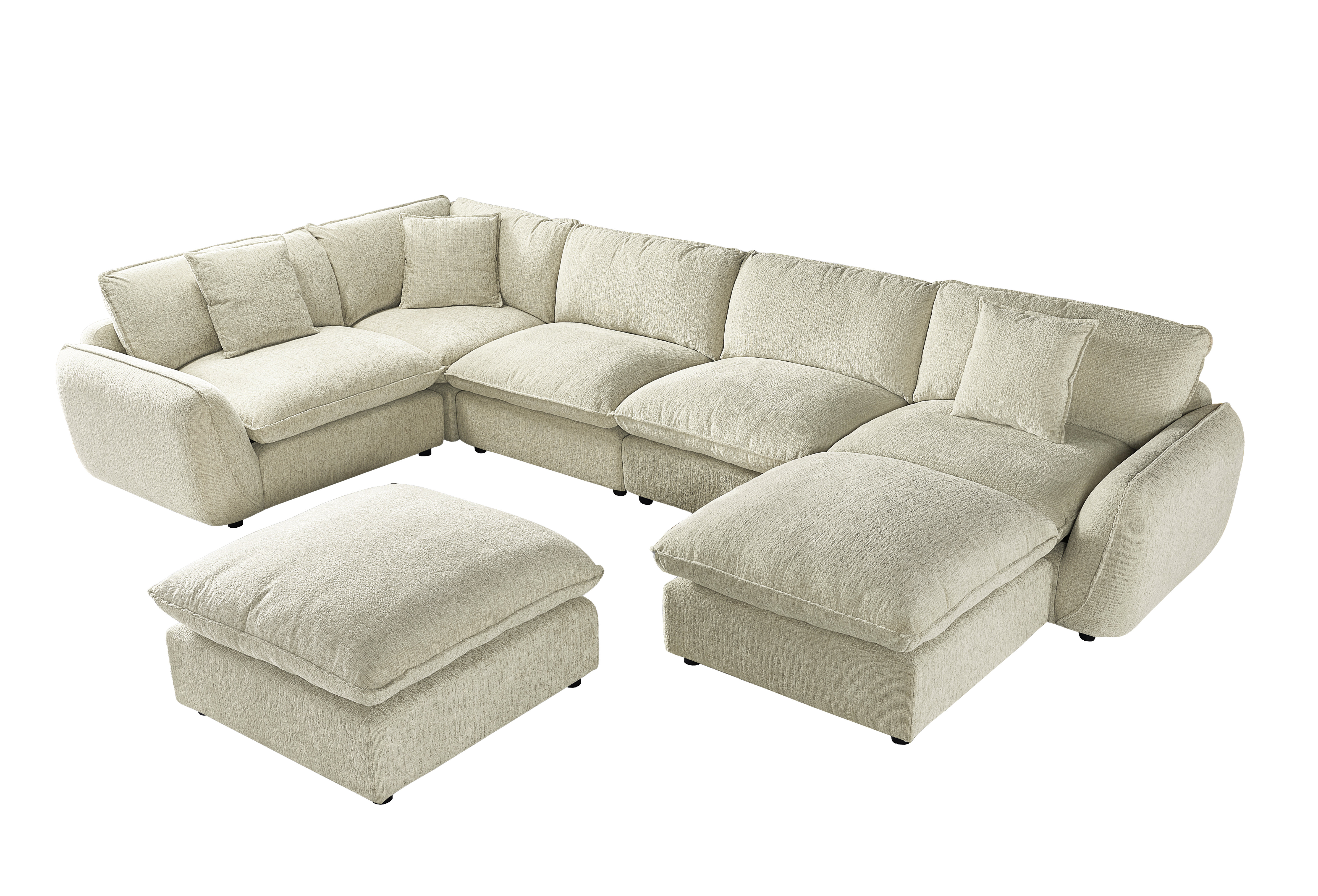 Latitude Run® Modular Down Filled Chenille Large 7-Seat Sofa Solid Wood ...
