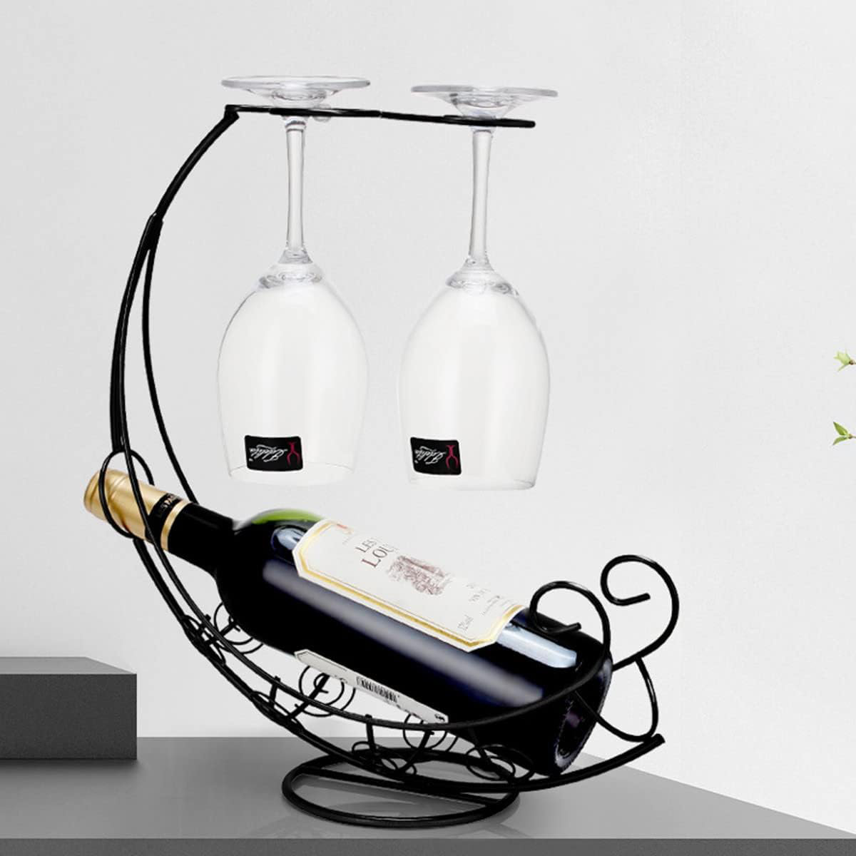 Winston Porter Tabletop Metal Wine Bottle Rack Elevated Vertical ...