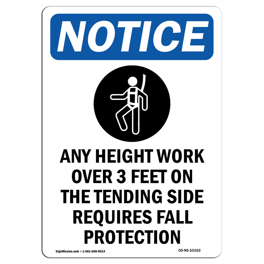SignMission Osha Notice Any Height Work Over Sign with Symbol | Wayfair