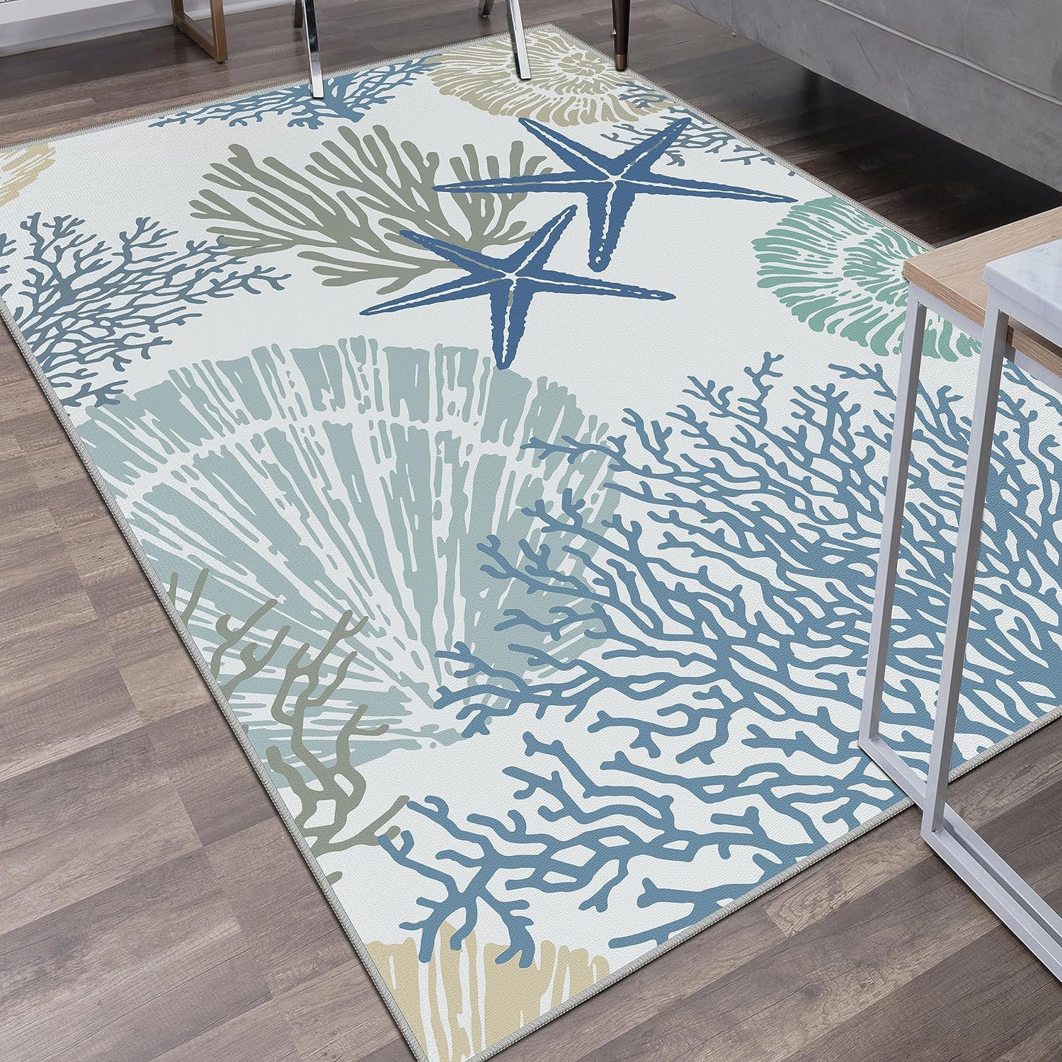 Beachcrest Home™ Coastal Area Rug 3X5 - Small Machine Washable Foldable ...