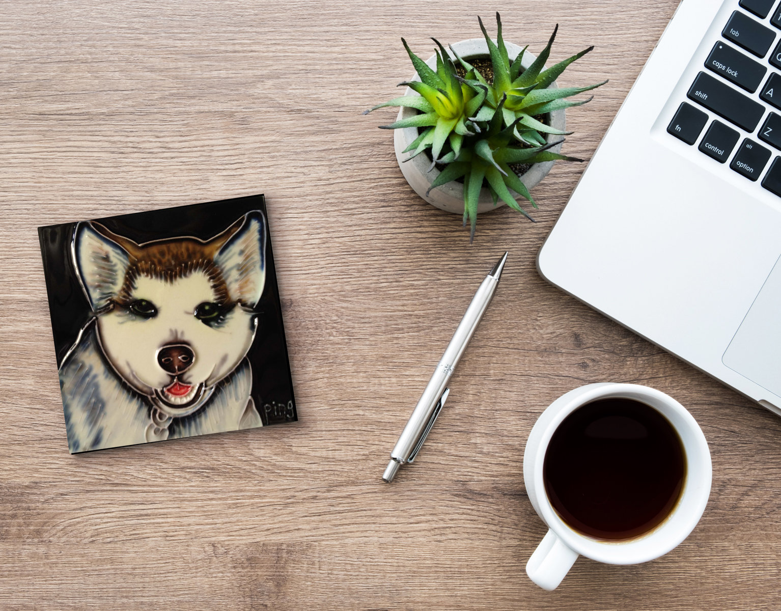 Continental Art Center Dog 1 Wall Décor 4x4" Husky Ceramic Art Tile ...