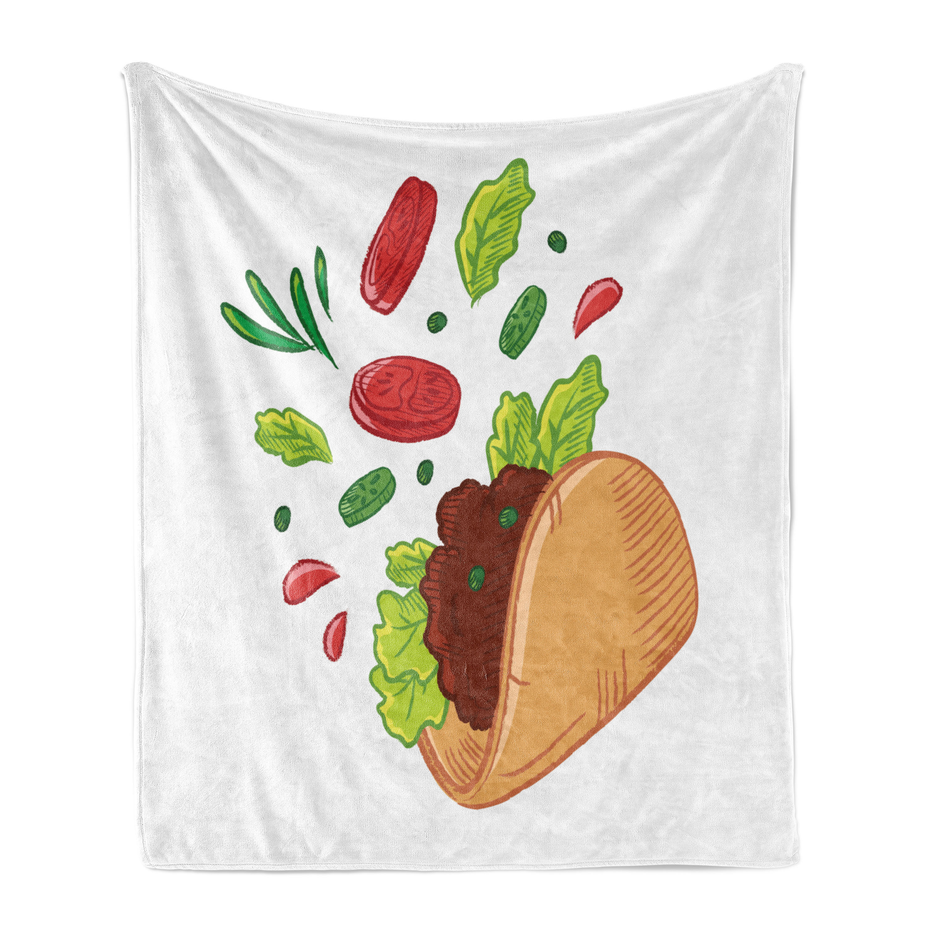 Ambesonne Taco Fleece Throw Blanket Mexican Tortilla with Veggies | Wayfair