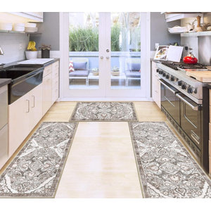 Bungalow Rose Farmhouse Kitchen Rugs Sets of 3 Non Slip Washable ...