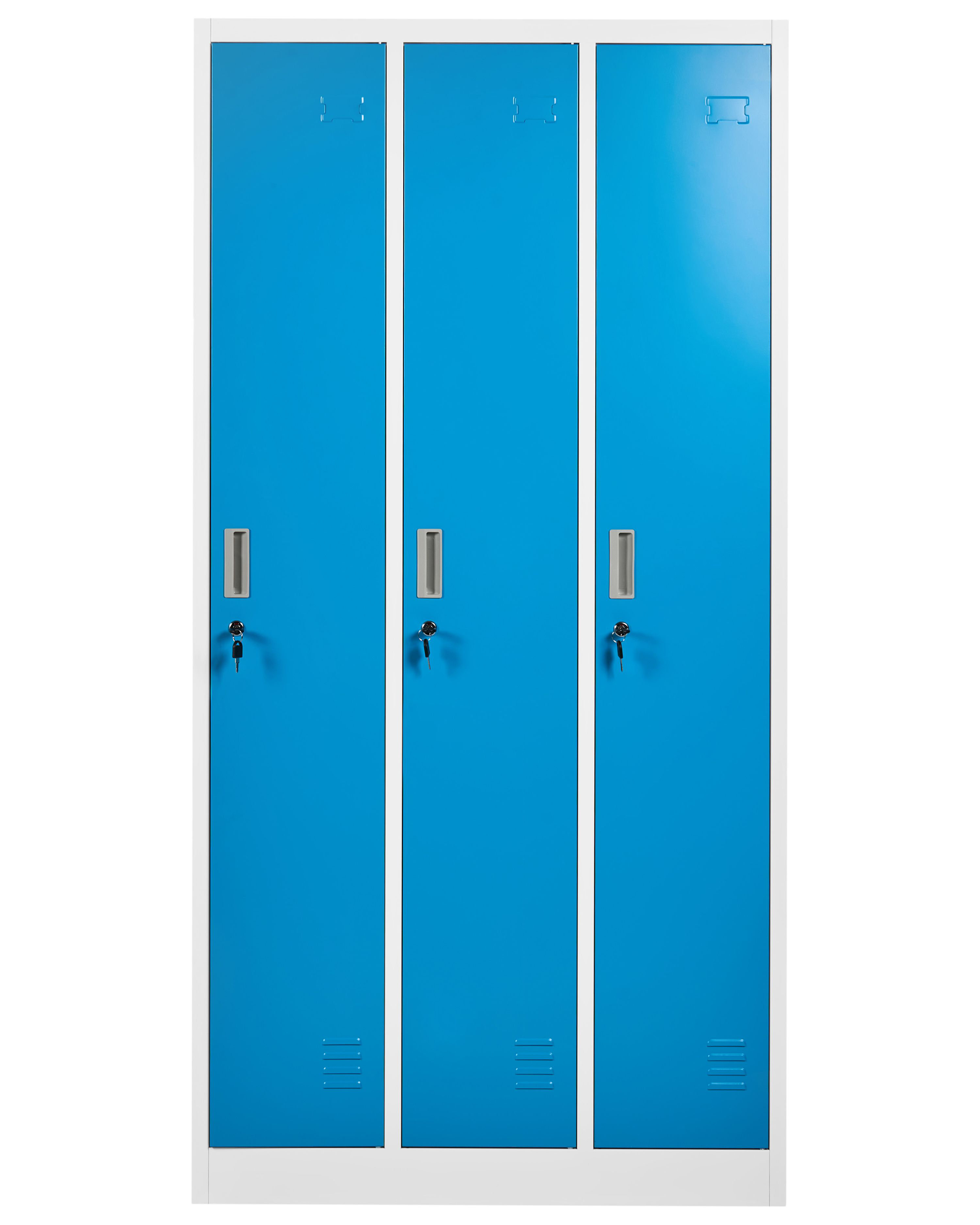 Beliani 3-Door Storage Locker ATHLETE Metal White/ Blue | Wayfair.co.uk