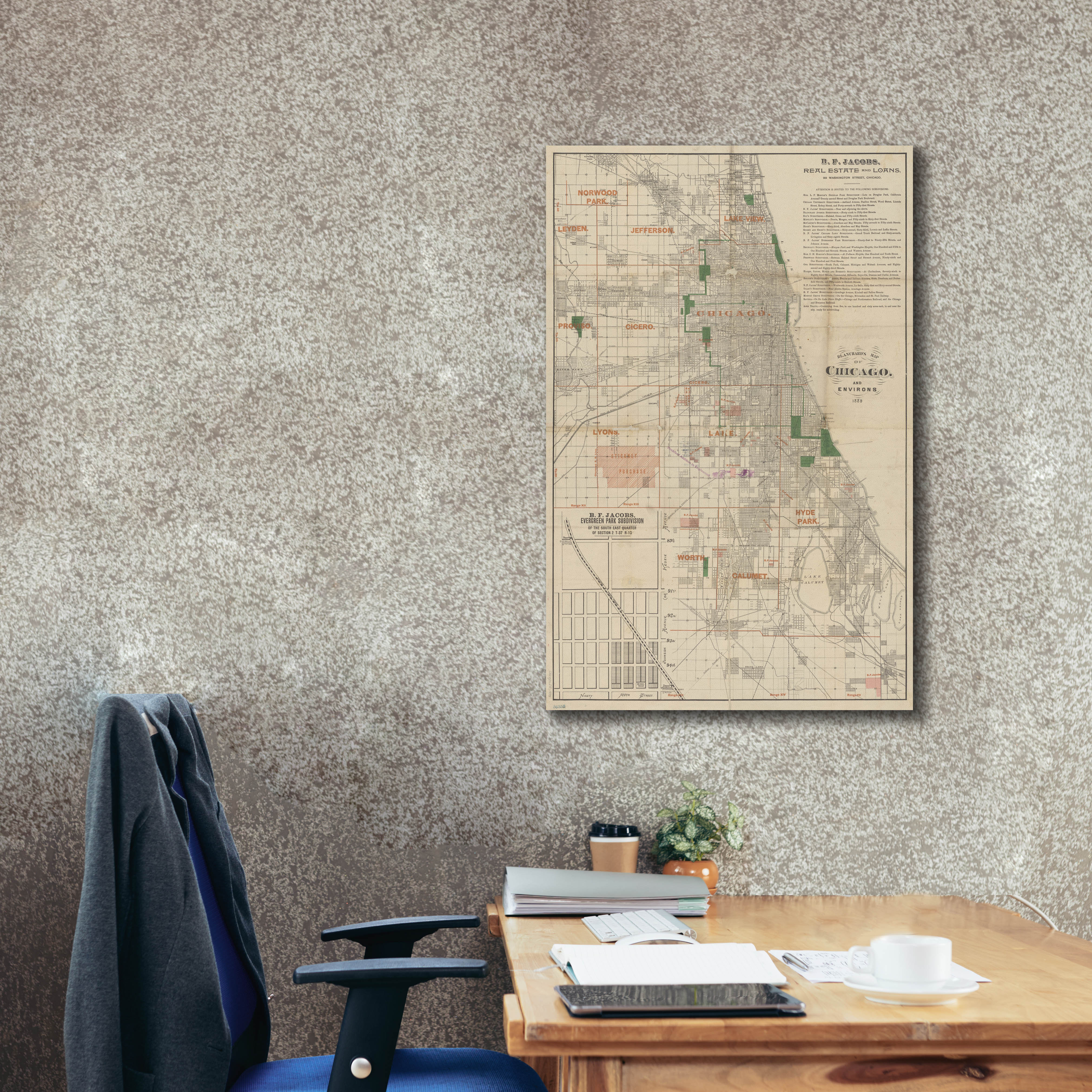 Breakwater Bay 'Chicago 1889 Map' by Wild Apple Portfolio Canvas Wall ...