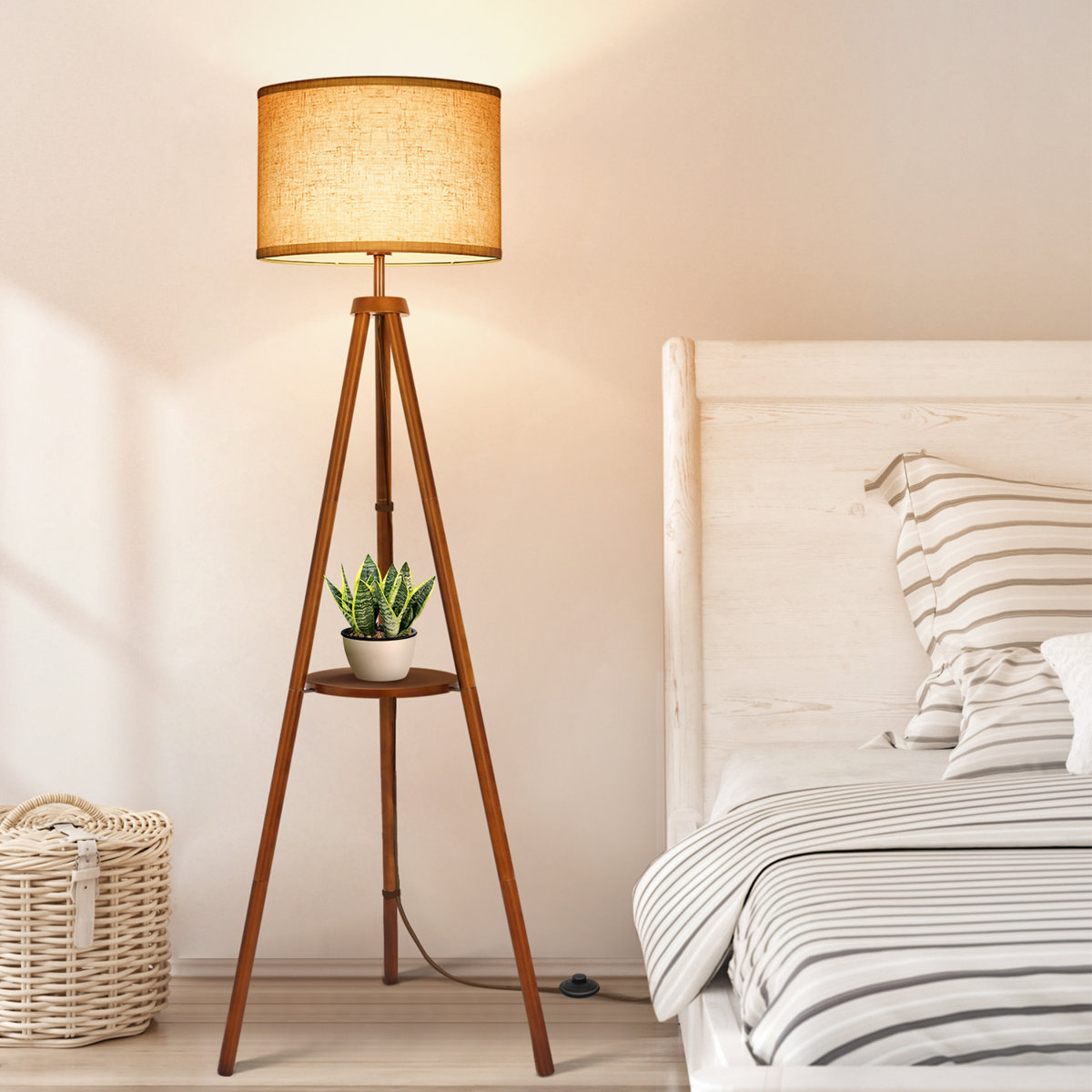 George Oliver Jodanna 63" Dimmable Tripod Floor Lamp with Remote ...