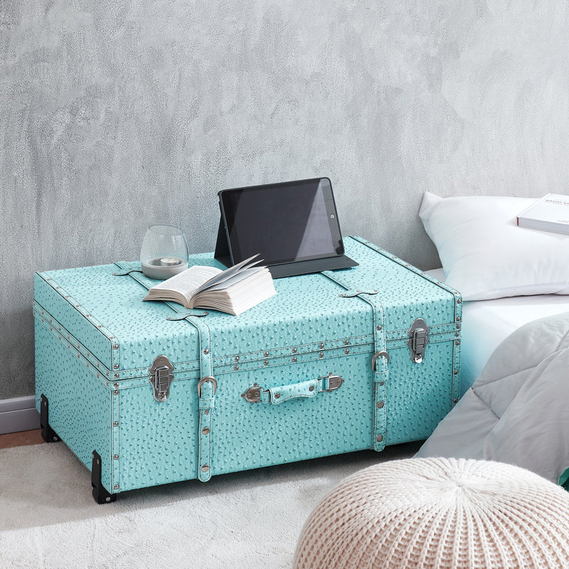 DormCo Texture Brand Trunk - Vibrant Aqua Ostrich | Wayfair