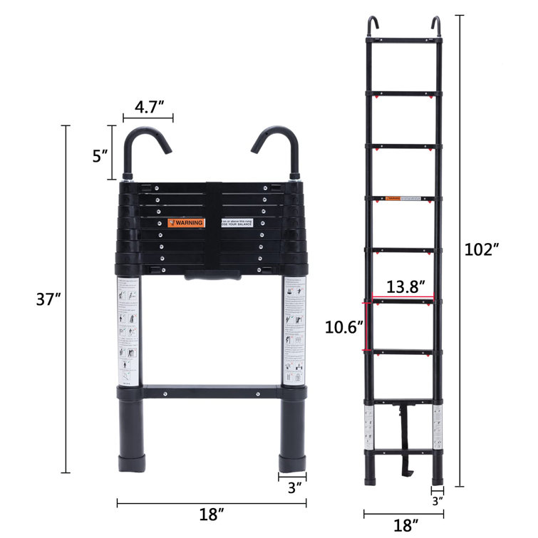 WFX Utility™ 9 - Step Aluminum Lightweight Folding Straight Ladder ...