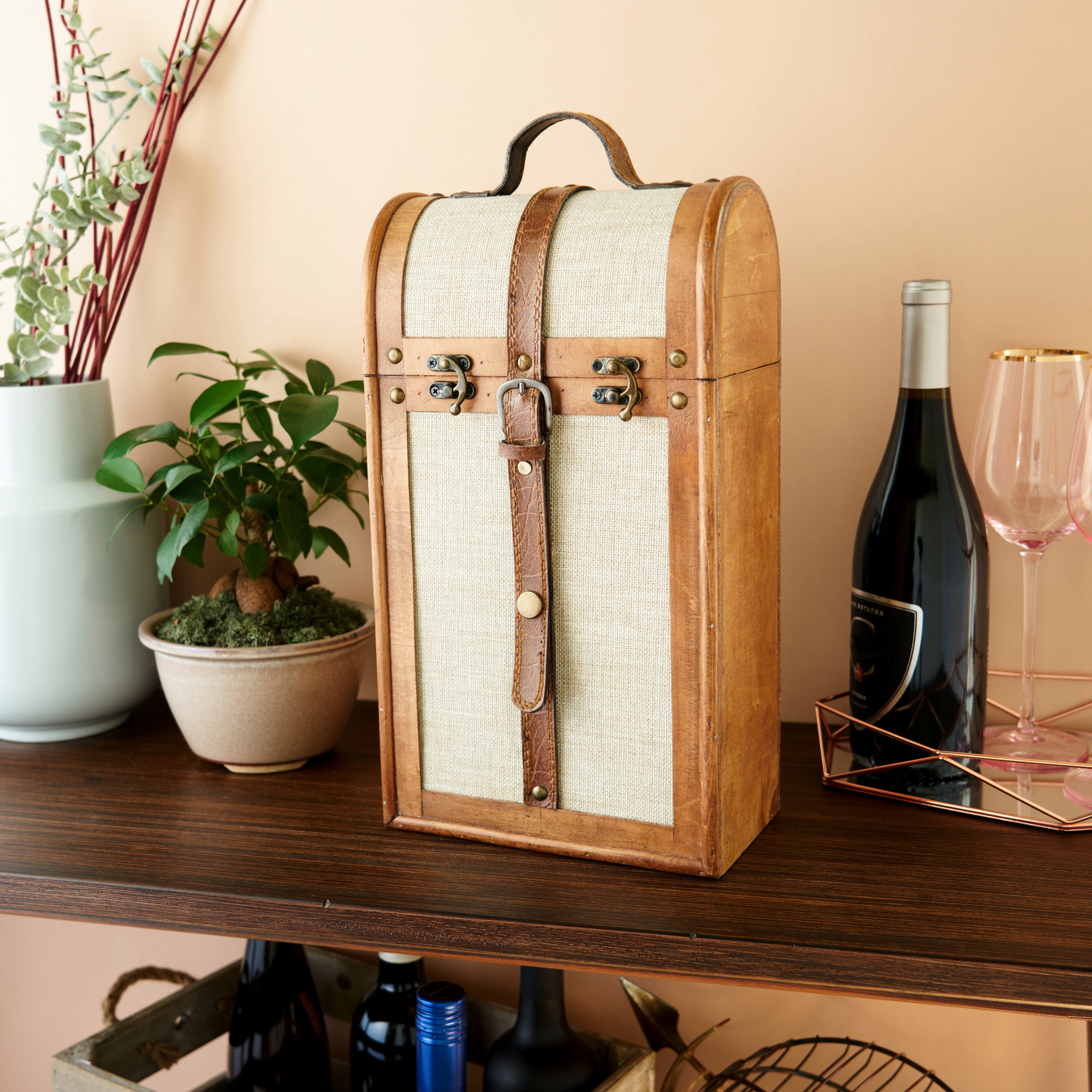 Twine Two Bottle Vintage Trunk Wine Box & Reviews | Wayfair