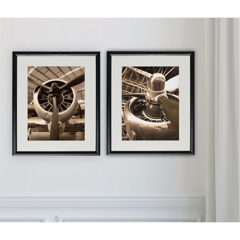 17 Stories Airplane Engine Framed On Paper 2 Pieces Print & Reviews ...