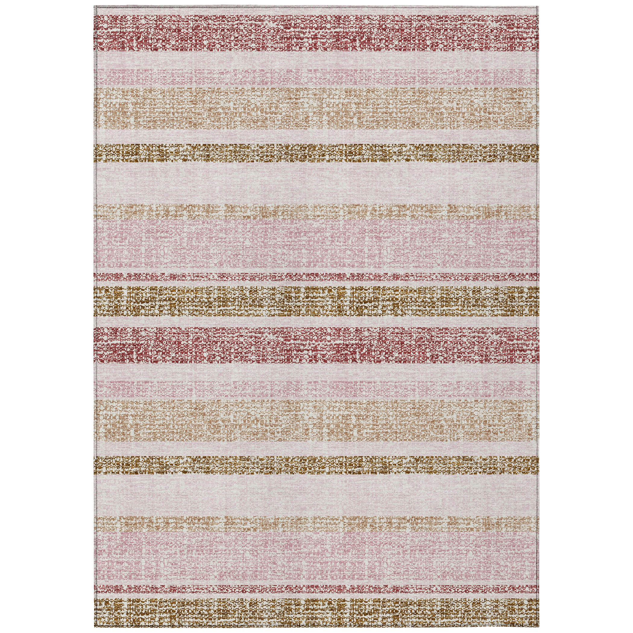 Orren Ellis 3' X 5' Pink And Beige Striped Washable Indoor Outdoor Area ...