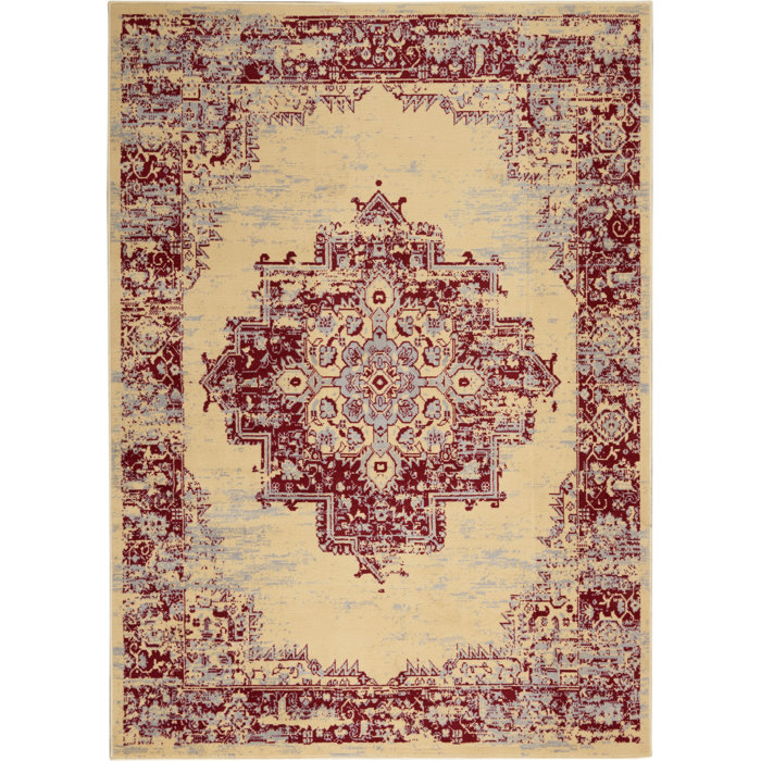 Bungalow Rose Burnie Oriental Cream/Red Area Rug & Reviews | Wayfair