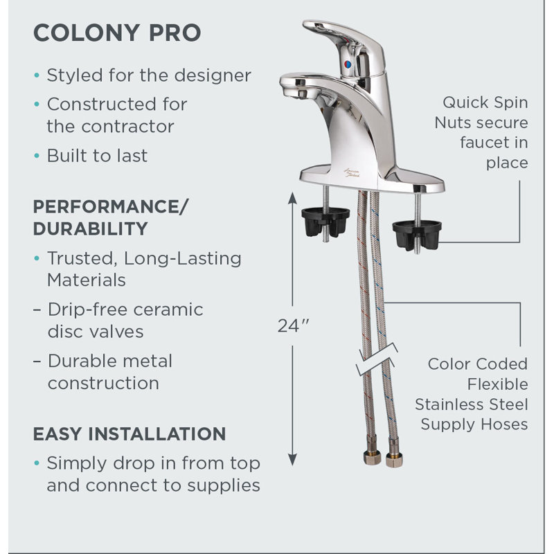 American Standard Colony Pro Pull Out Single Handle Kitchen Faucet ...