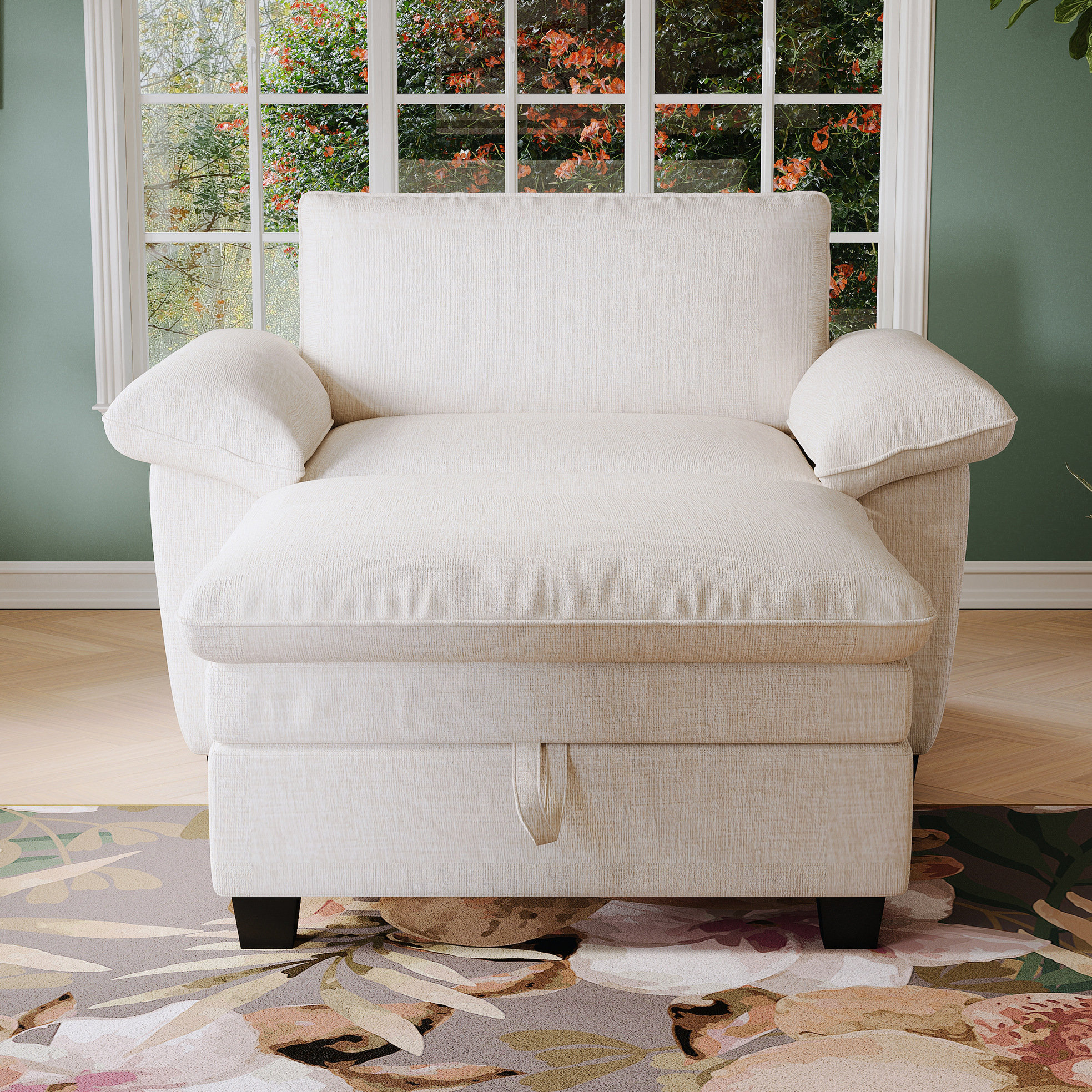 Latitude Run® 51" Chenille Chaise Lounge Chair With And Storage - Beige ...