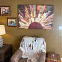 IDEA4WALL Western Wood Effect Landscape Brown Sun Rays Rustic Decor ...