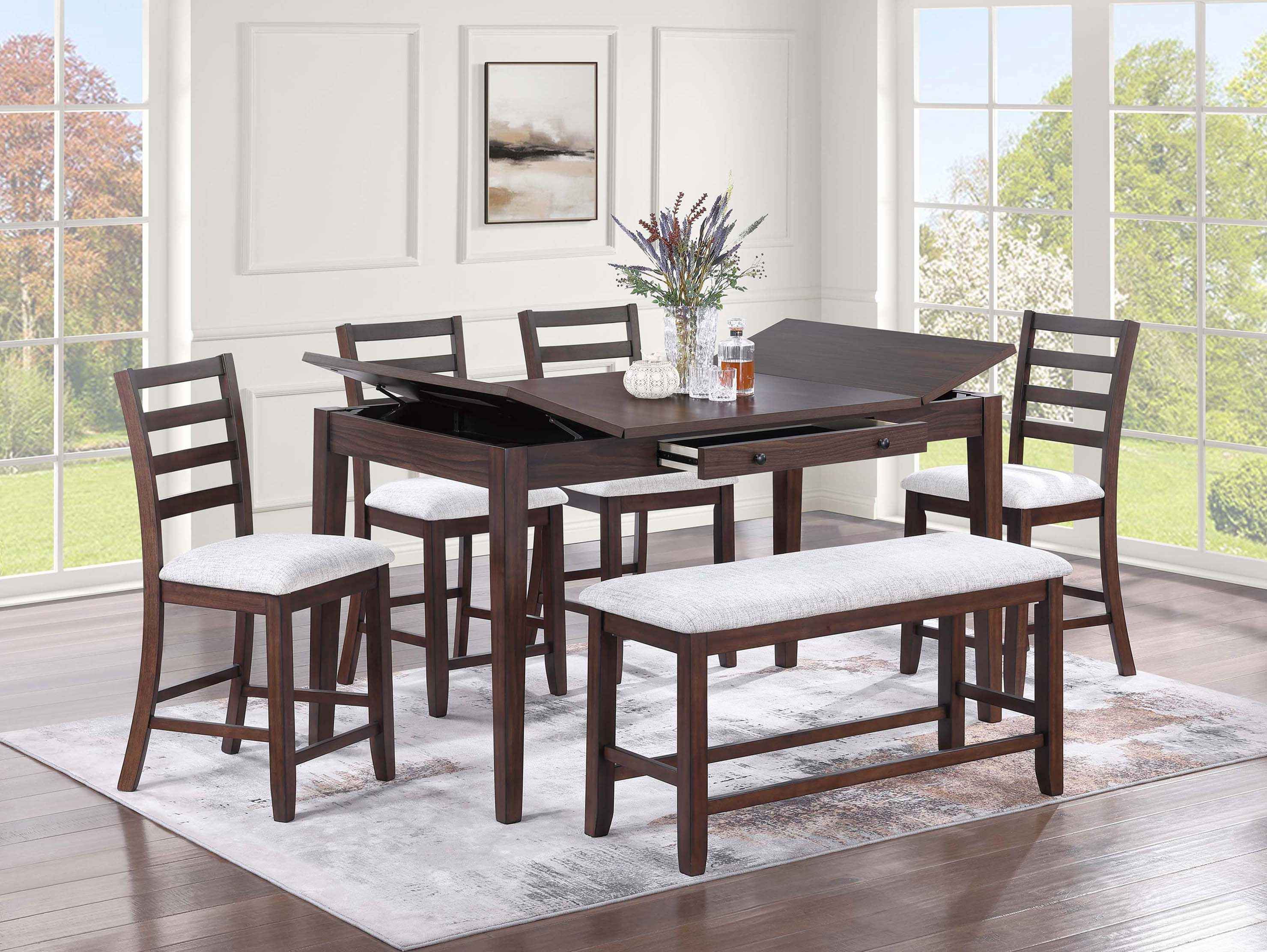 Hokku Designs Contemporary Style 6Pc Counter Height Dining Set Dining ...
