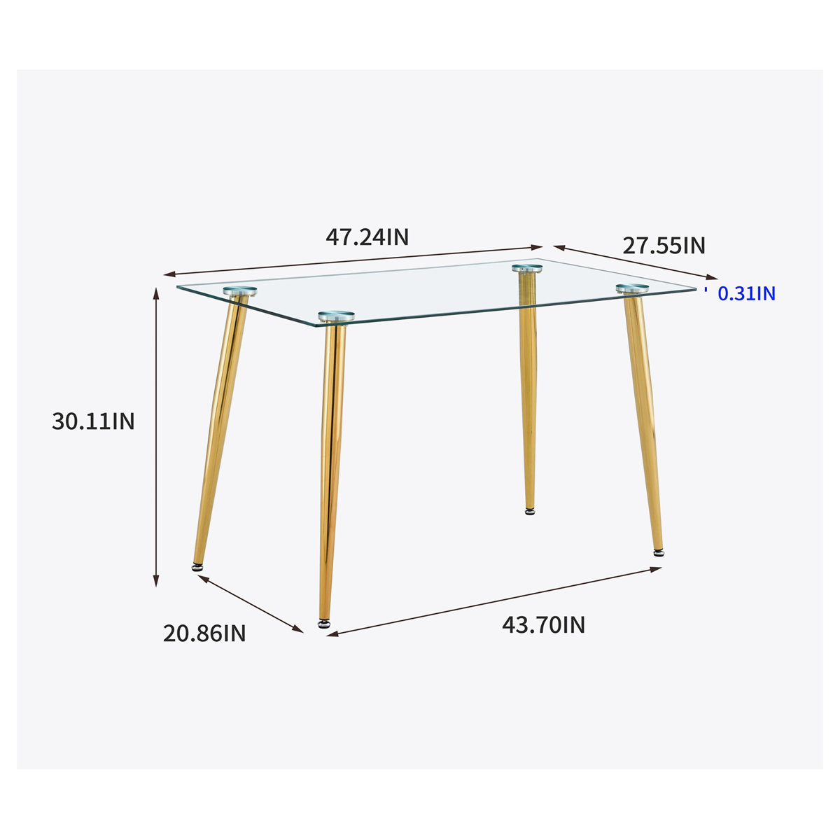 Mercer41 Modern Minimalist Rectangle Glass Dining Table SET OF 5 ...