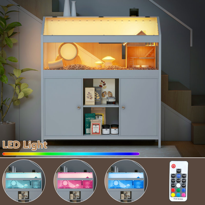 Ivy Bronx Large Hamster Cage with Storage Cabinet, 39.5“ Hamster Cages ...