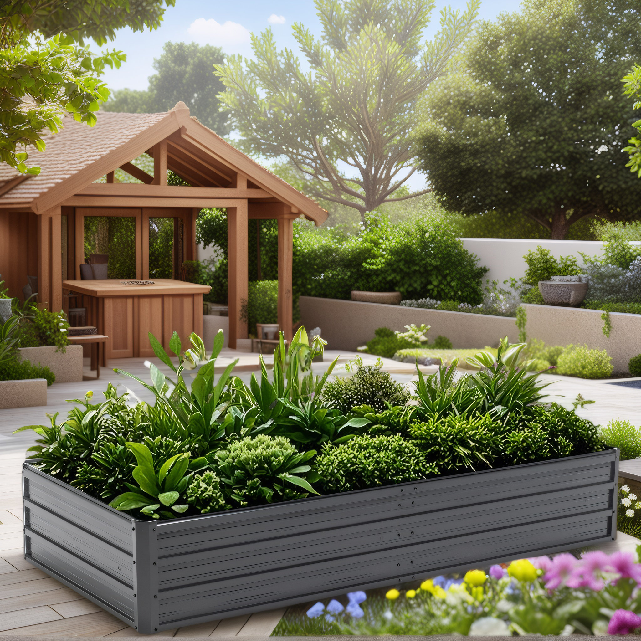 Arlmont & Co. Outdoor Metal Raised Beds for Vegetables & Flowers ...