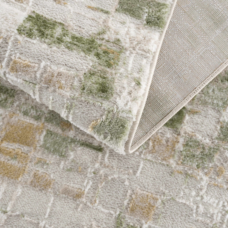 17 Stories Tiemeyer Abstract Checkered Green Area Rug & Reviews | Wayfair