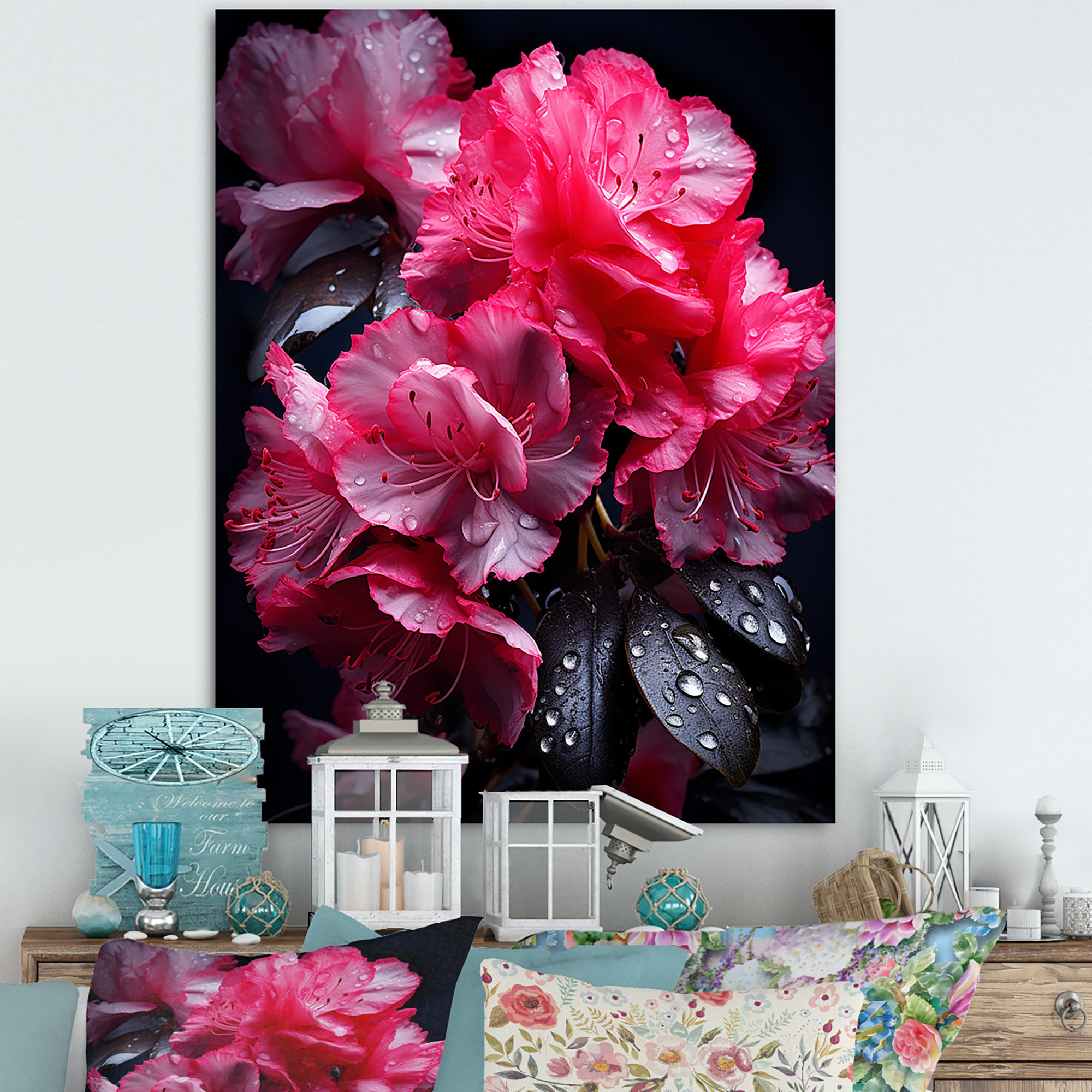 Ebern Designs Rhododendron Pink Collage II - Wrapped Canvas Print | Wayfair