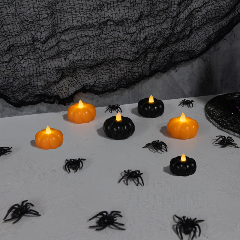 The Holiday Aisle® Battery Operated Lighted Pumpkins - 6 Piece ...