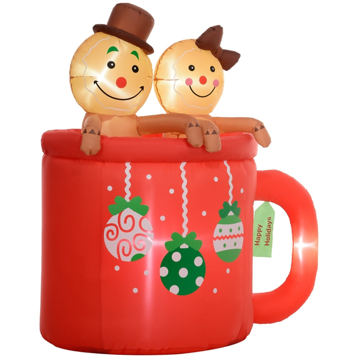 The Holiday Aisle® Gingerbread Couple In Hot Cocoa Mug Inflatable ...
