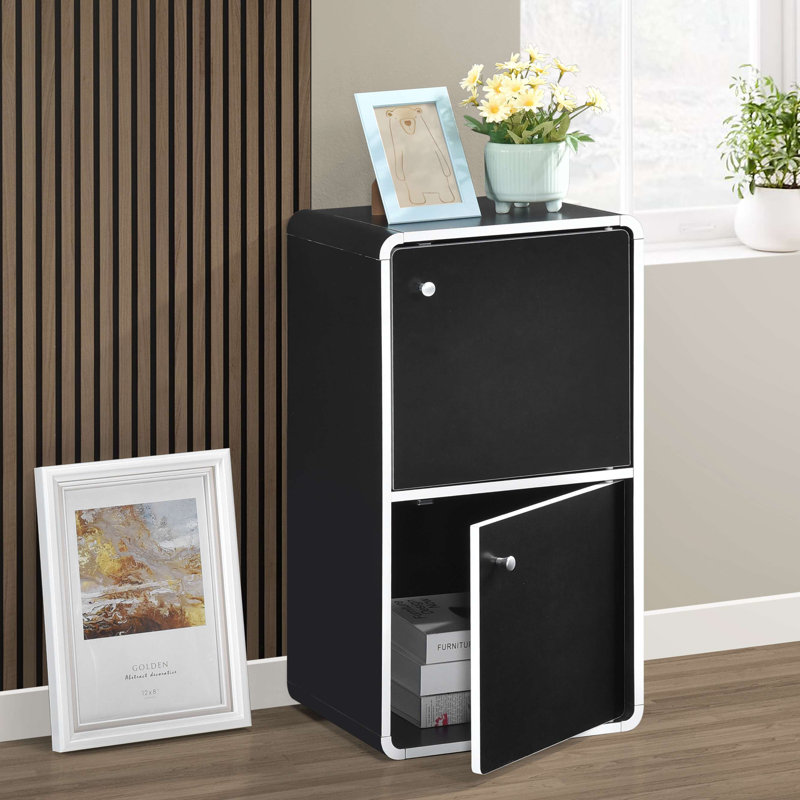 Ebern Designs Jeremie Wood 2-Cubed Closed Bookcase - Storage Shelf ...