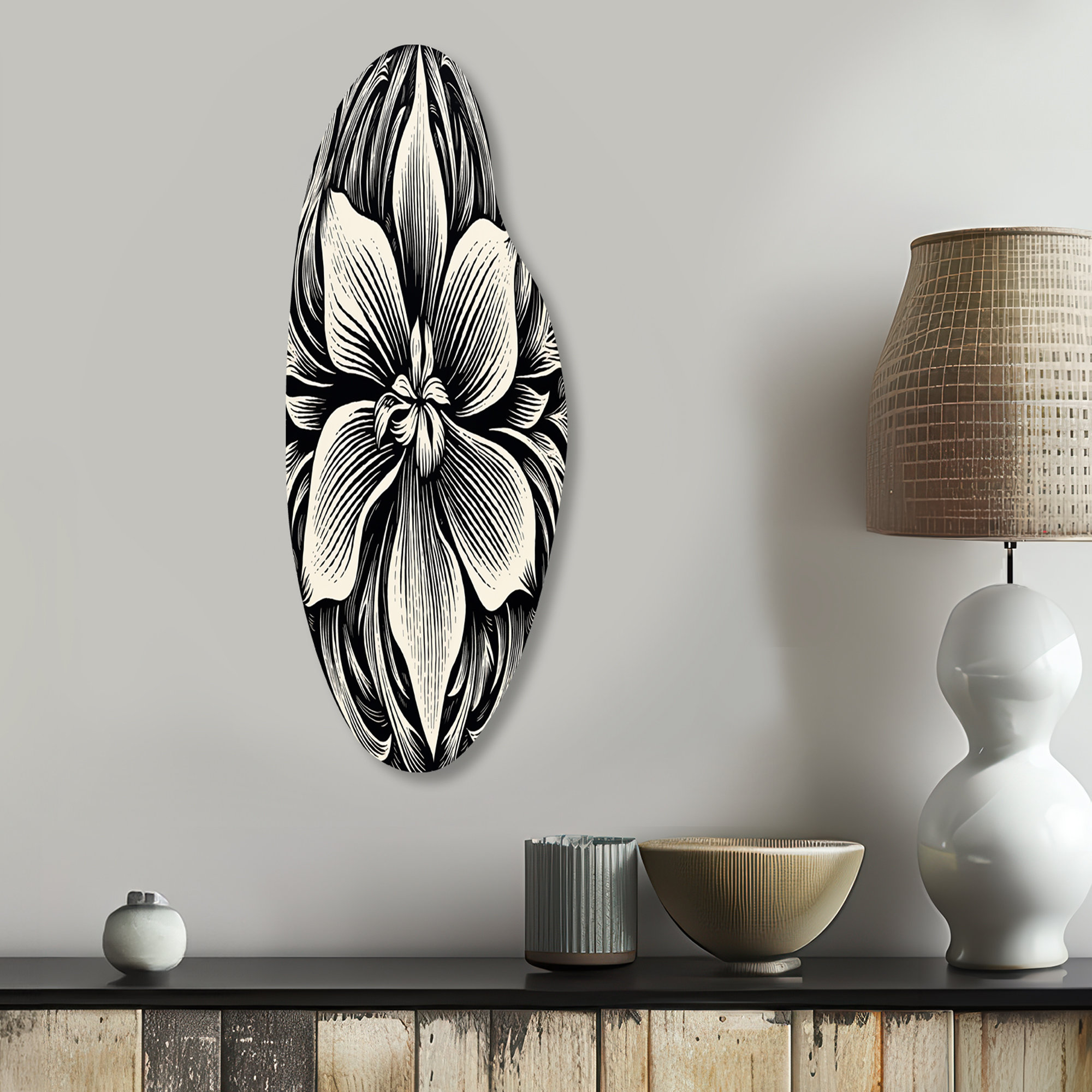 Lark Manor™ Monochrome Iris In Black And White - Irises Curved Shape ...