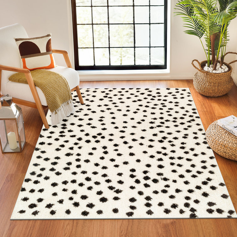 Canora Grey Shaggy Polka Dot Area Rug Beige/Black_RDO2347 & Reviews ...