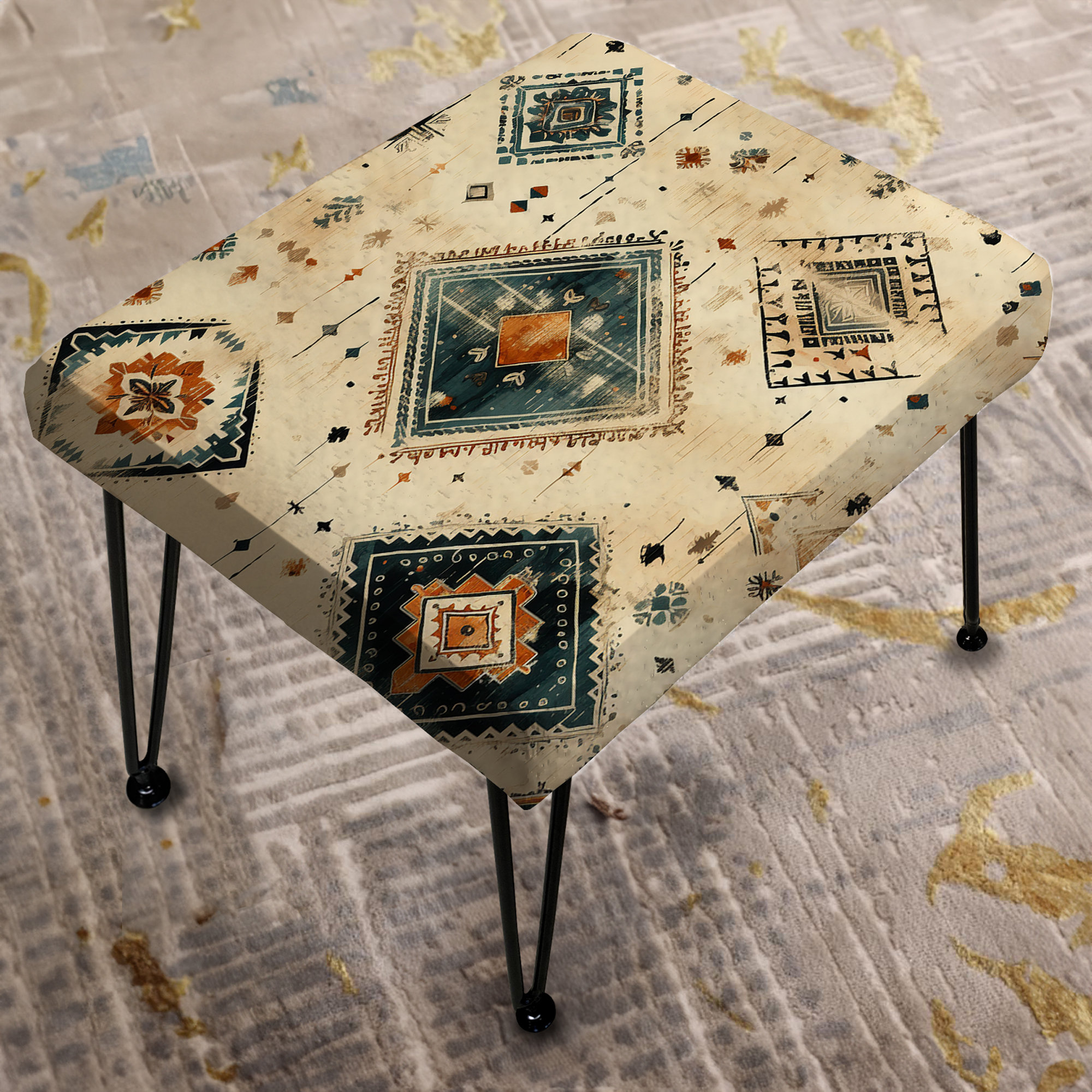 Design Art Beige Vintage Nomad Ii Boho Pattern - Geometric Rectangle ...