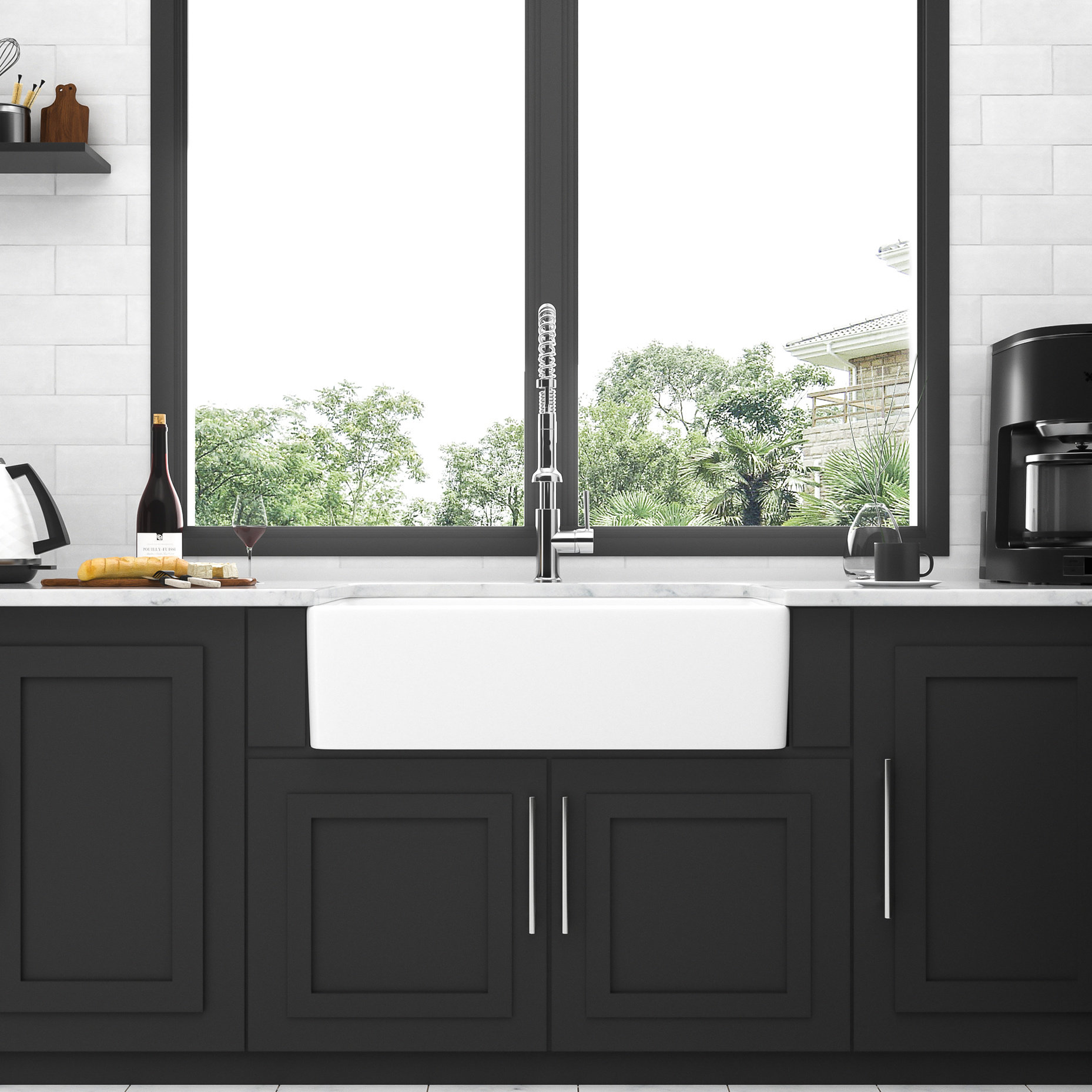 IntrospectiveIncline 33 Inch White Kitchen Sink - Ceramic Apron Front ...