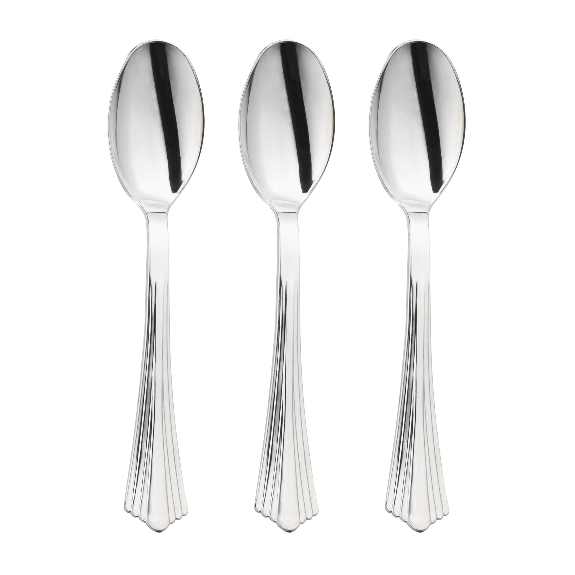Smarty Had a Party Shiny Metallic Groove Silver Plastic Spoons | Wayfair