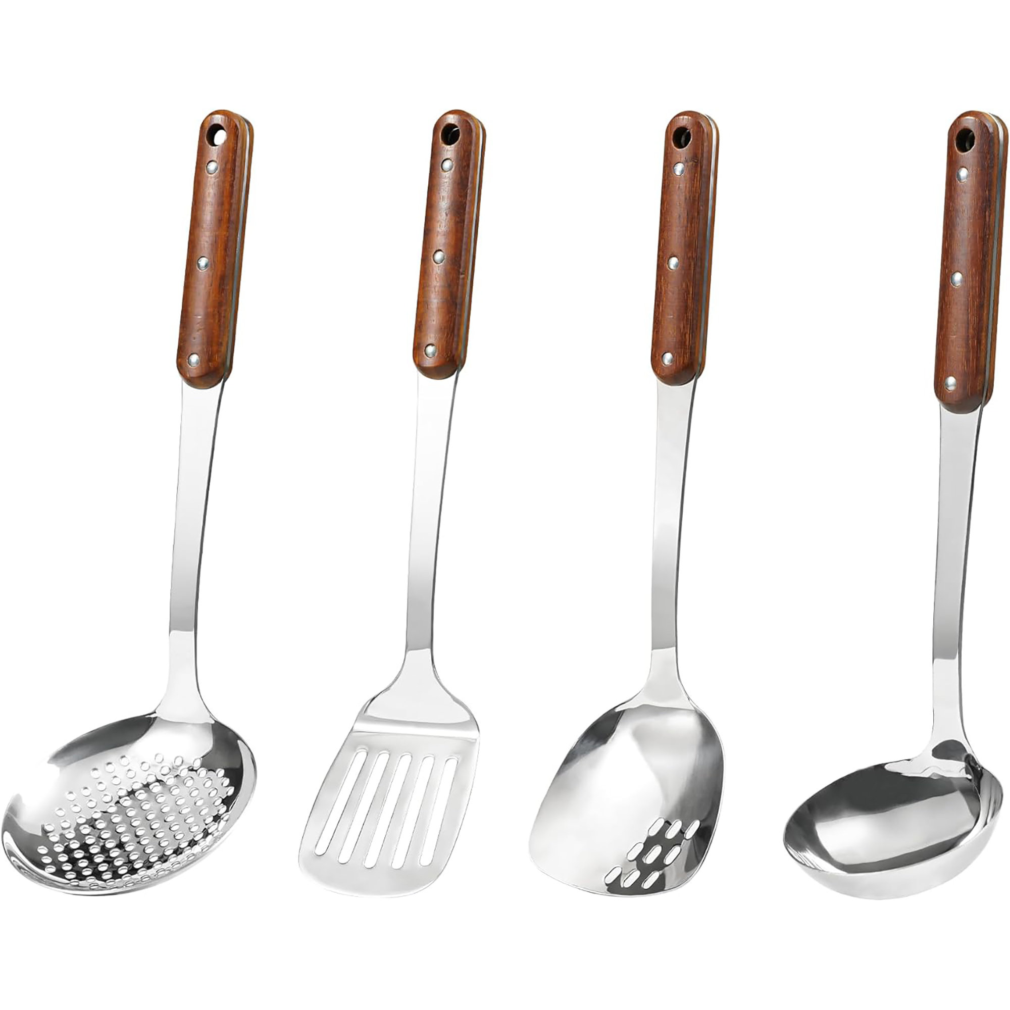 COSFUR 4 Piece Stainless Steel Multi-functional Wok Cooking Utensils ...
