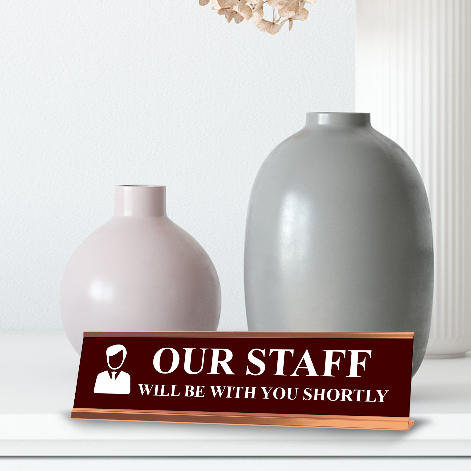Signs ByLITA Our Staff Will Be With You Shortly, Redwine Gold Frame ...