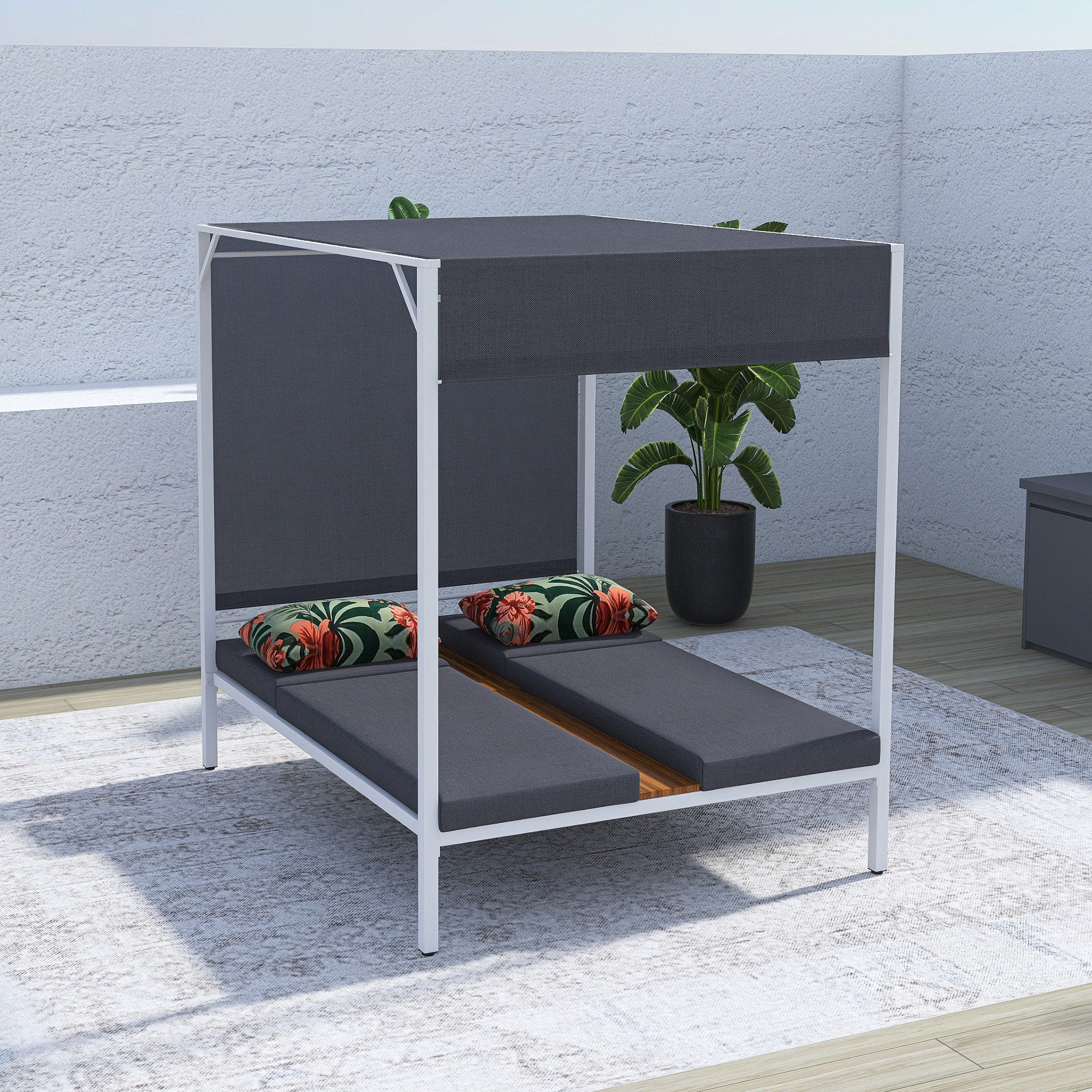 Ebern Designs Outdoor Patio Sunbed Daybed With Cushions - Wayfair Canada
