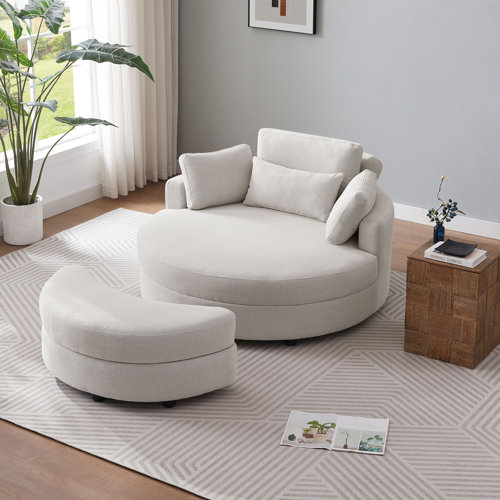 Brayden Studio® Dashton Upholstered Barrel Chair with Ottoman & Reviews ...